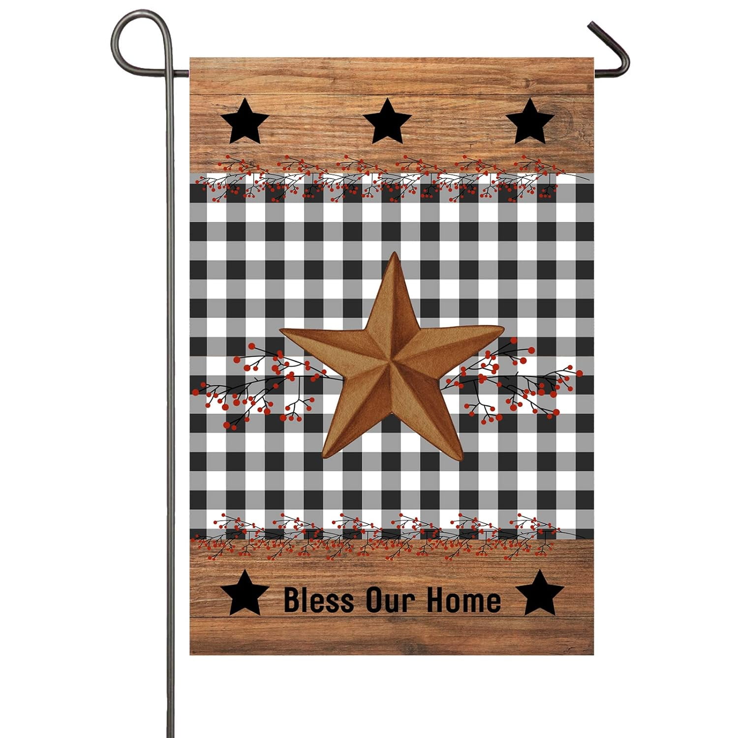 Bless Our Home Garden Flag Small Vertical Double Sided Red Red Berry ...