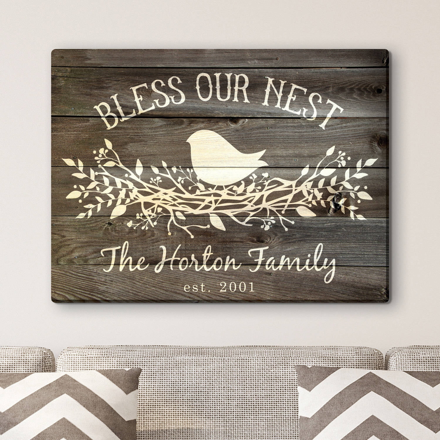Bless Our Nest Personalized 11" x 14", 16" x 20" or 18" x 24" Canvas ...