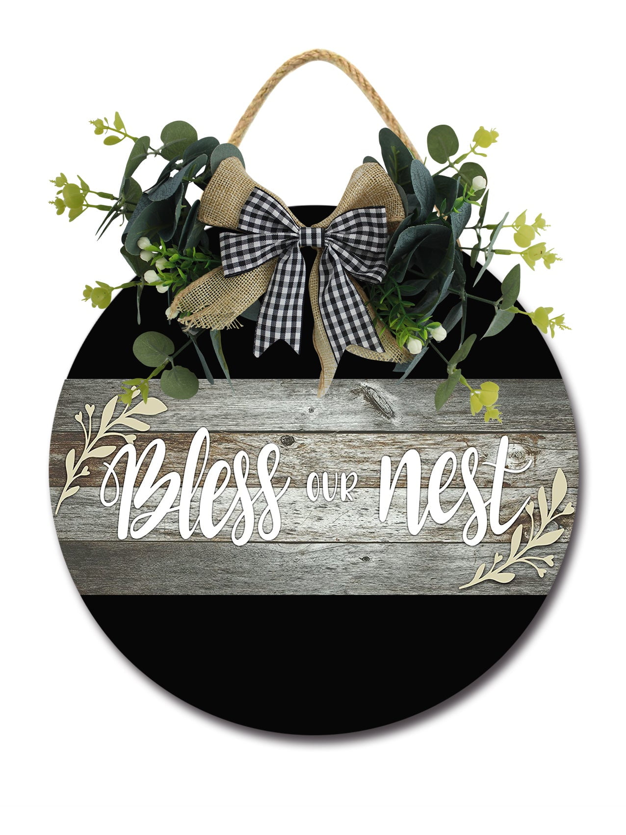 Bless Our Nest Sign for Front Door Hanging Seasons Sign Outdoor Rustic ...