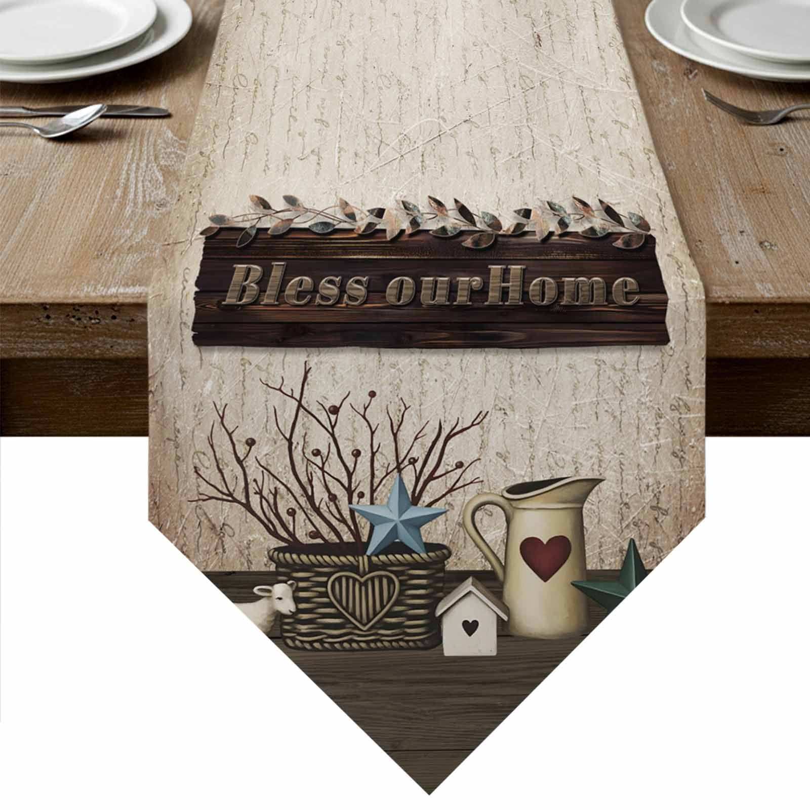 Bless OurHome Table Runner Linen Burlap Table Runner 36 Inches Small ...
