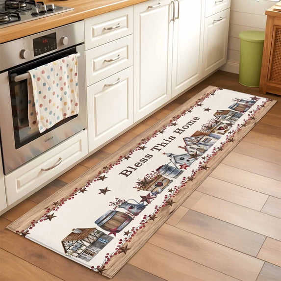 Bless This Runner Rugs 2x6 ft Home Farmhouse Country Star Barn Bucket ...