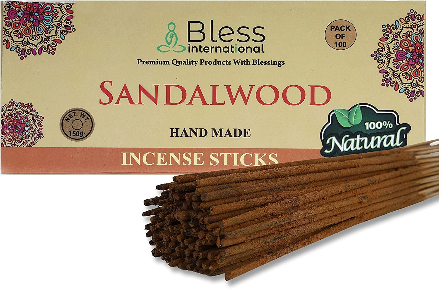 Bless-Sandalwood-Incense-Sticks 100%-Natural-Handmade-Hand-Dipped-Incense-Sticks Organic ...