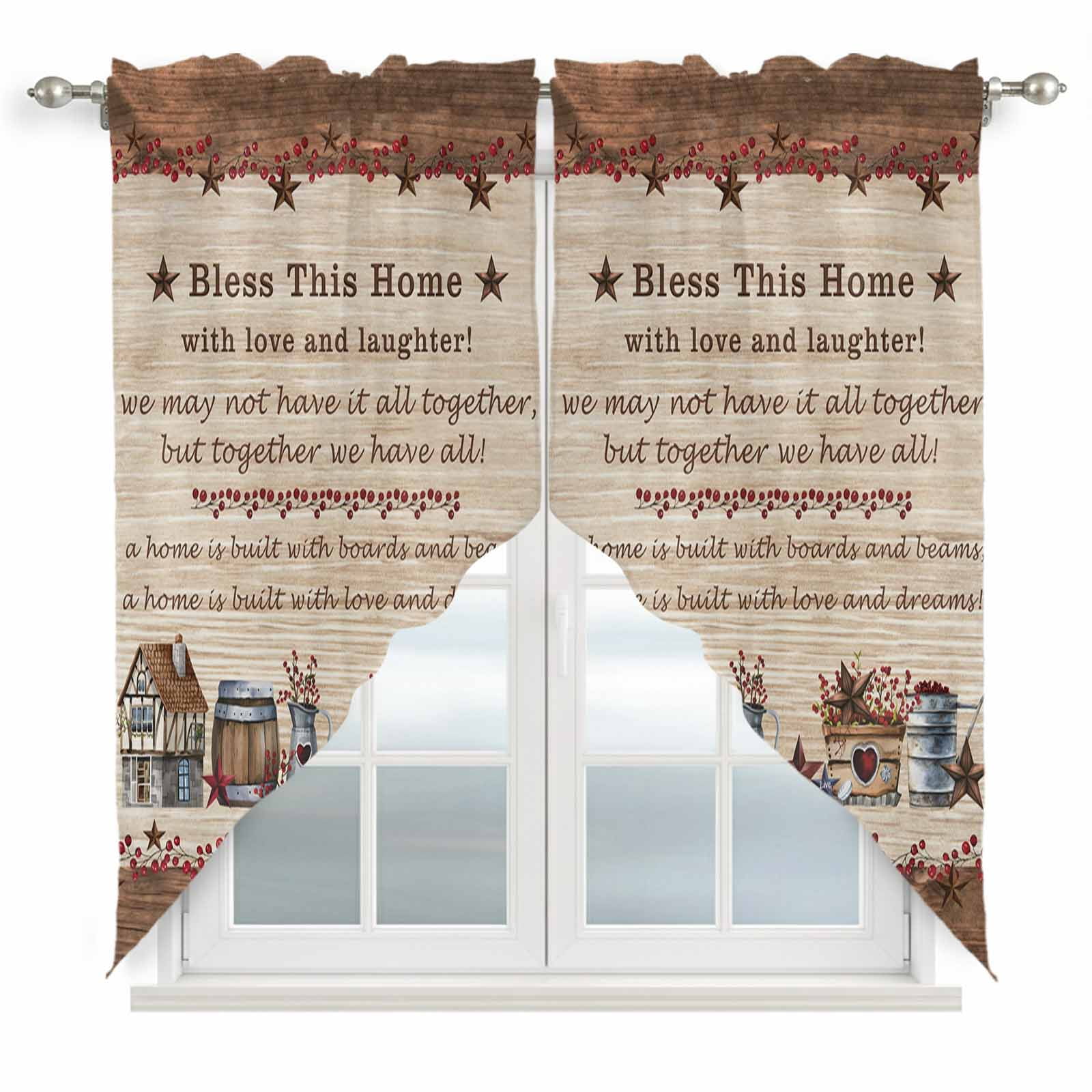 Bless This Swag Curtain Valance for Window 2 Panels Home Farmhouse ...