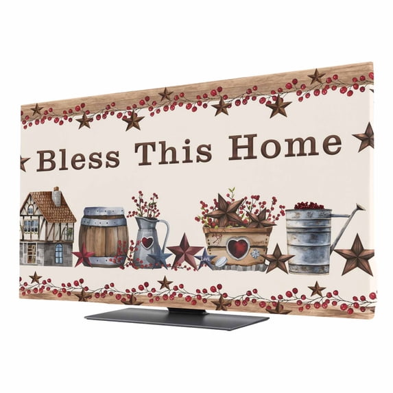 Bless This TV Dust Cover 85 Inch, Home Farmhouse Country Star Barn ...
