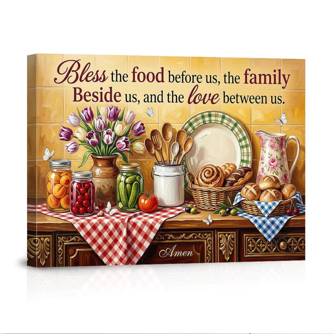 Bless The Food Before Us Christian Kitchen Rustic Farmhouse Family ...