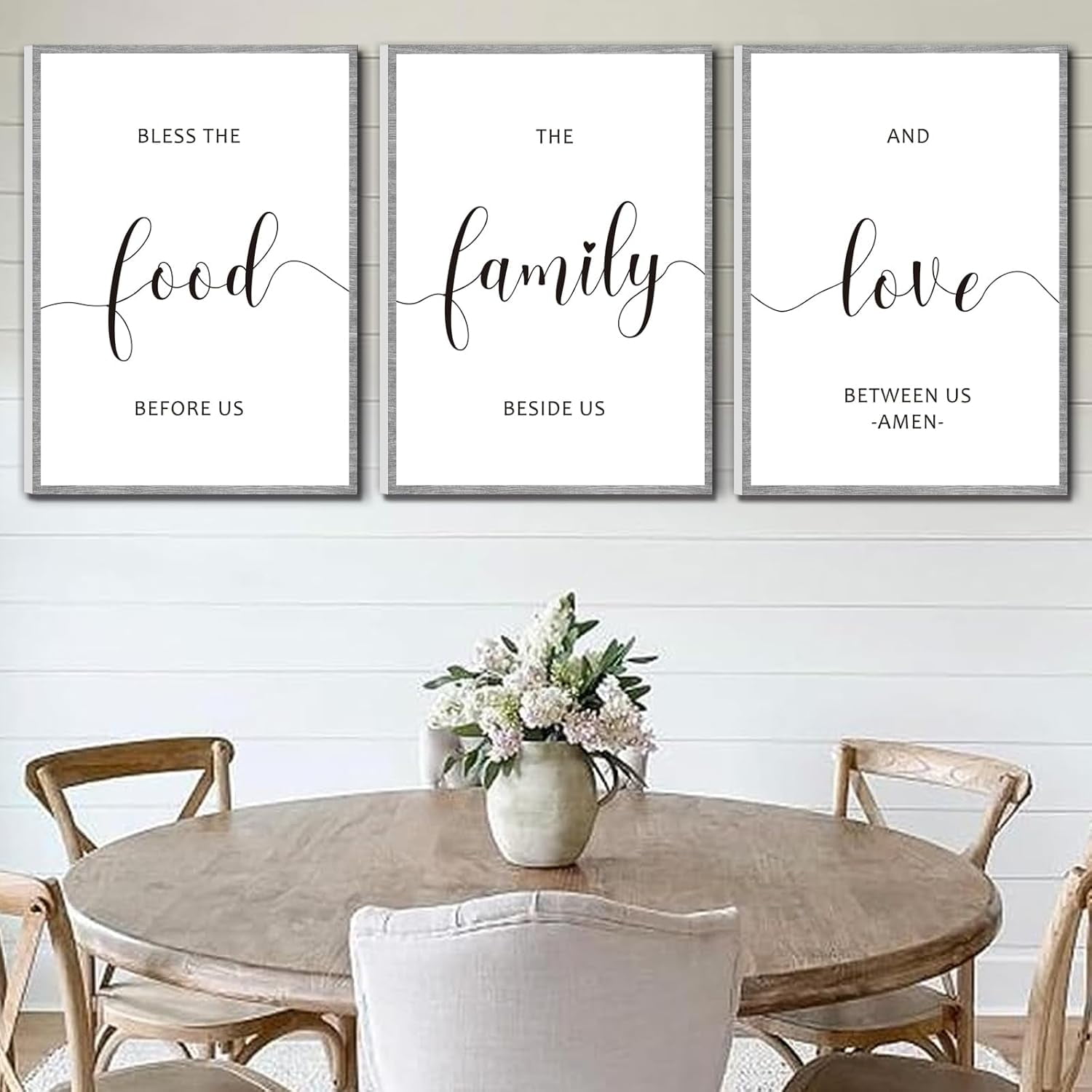 Bless The Food Before Us Wall Decor Canvas Kitchen Wall Art for Dining Room Wall Decor(12x16 ...