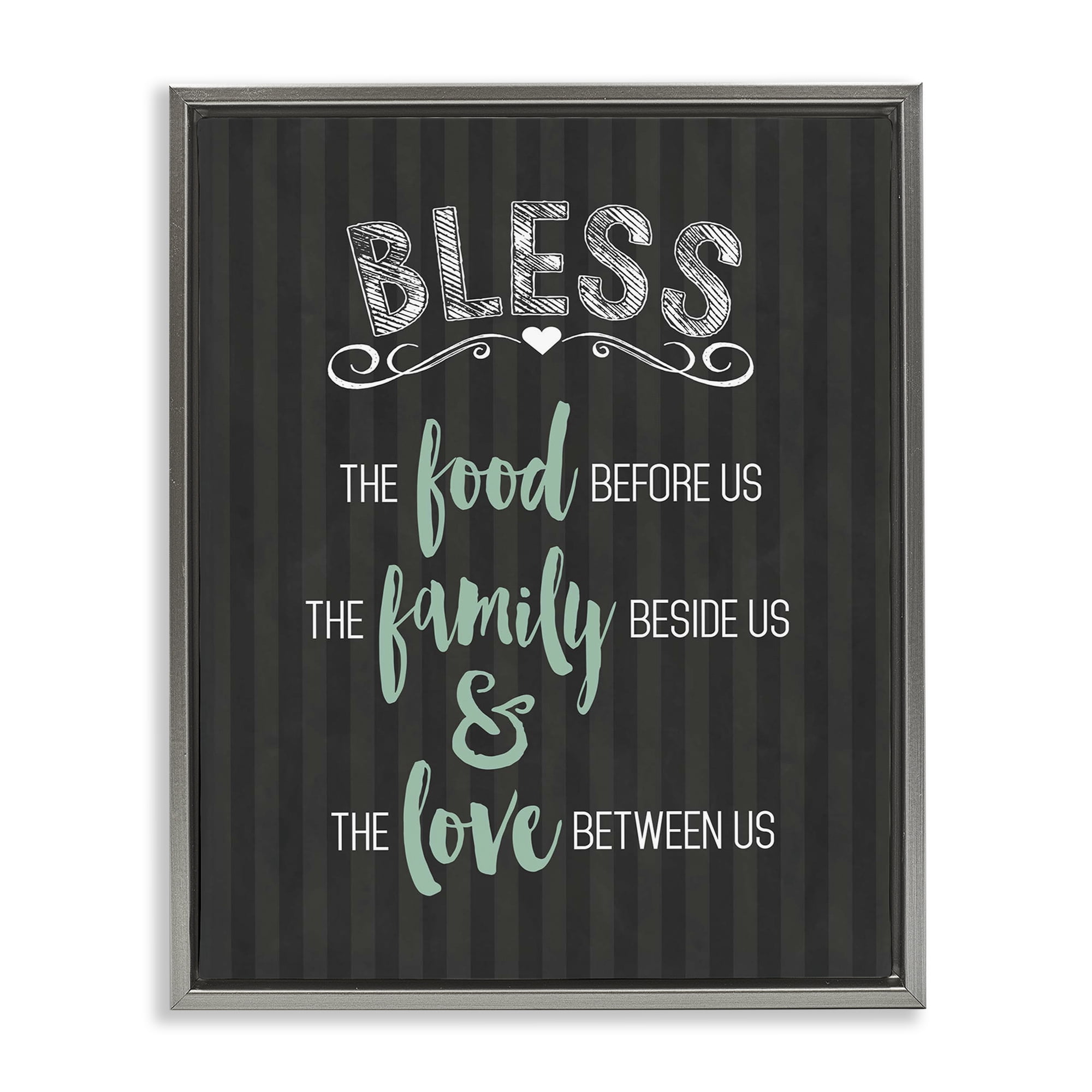 Bless The Food Family & Love Gray Framed Floater Canvas Wall Art ...