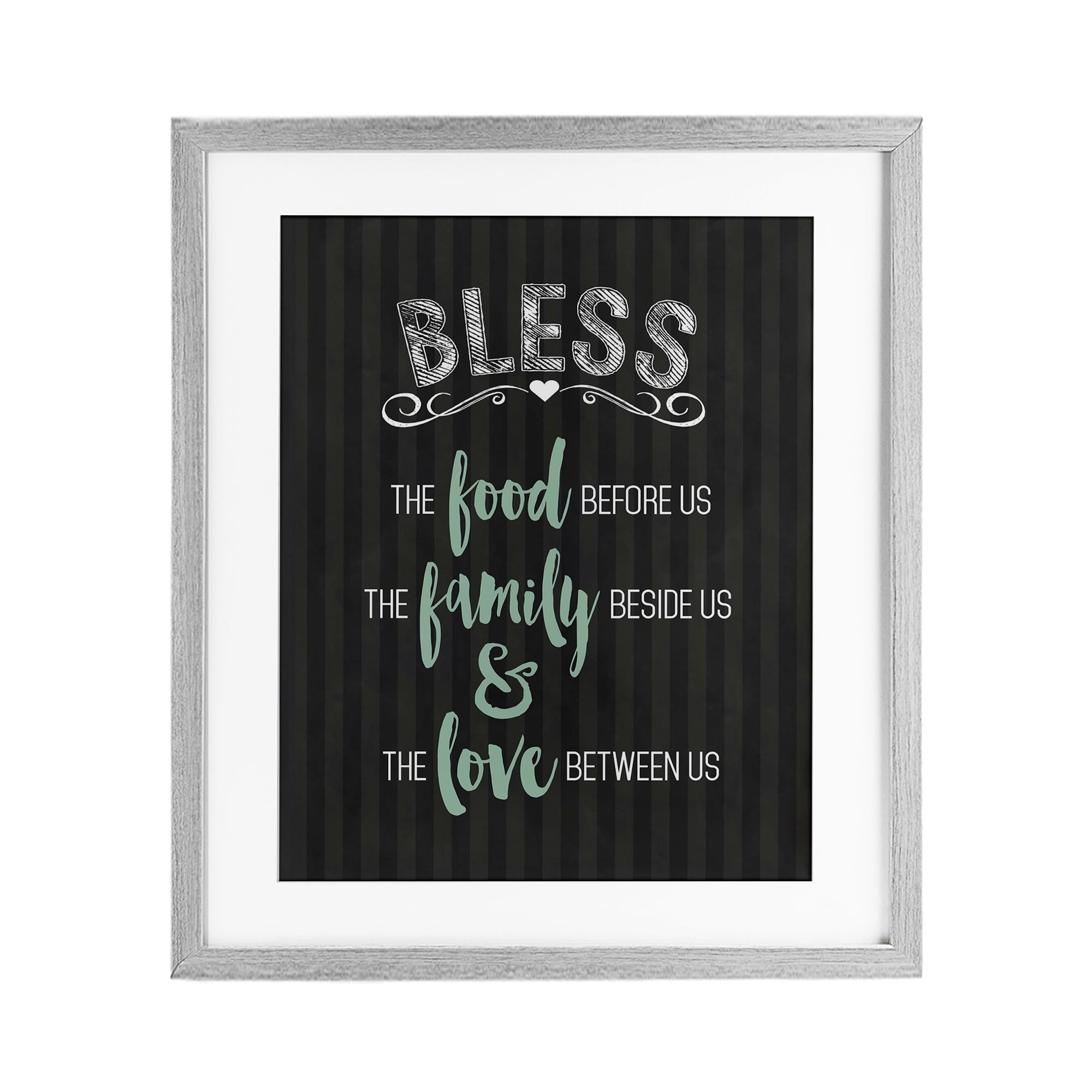 Bless The Food Family & Love Gray Framed Print Under Glass, design by ...