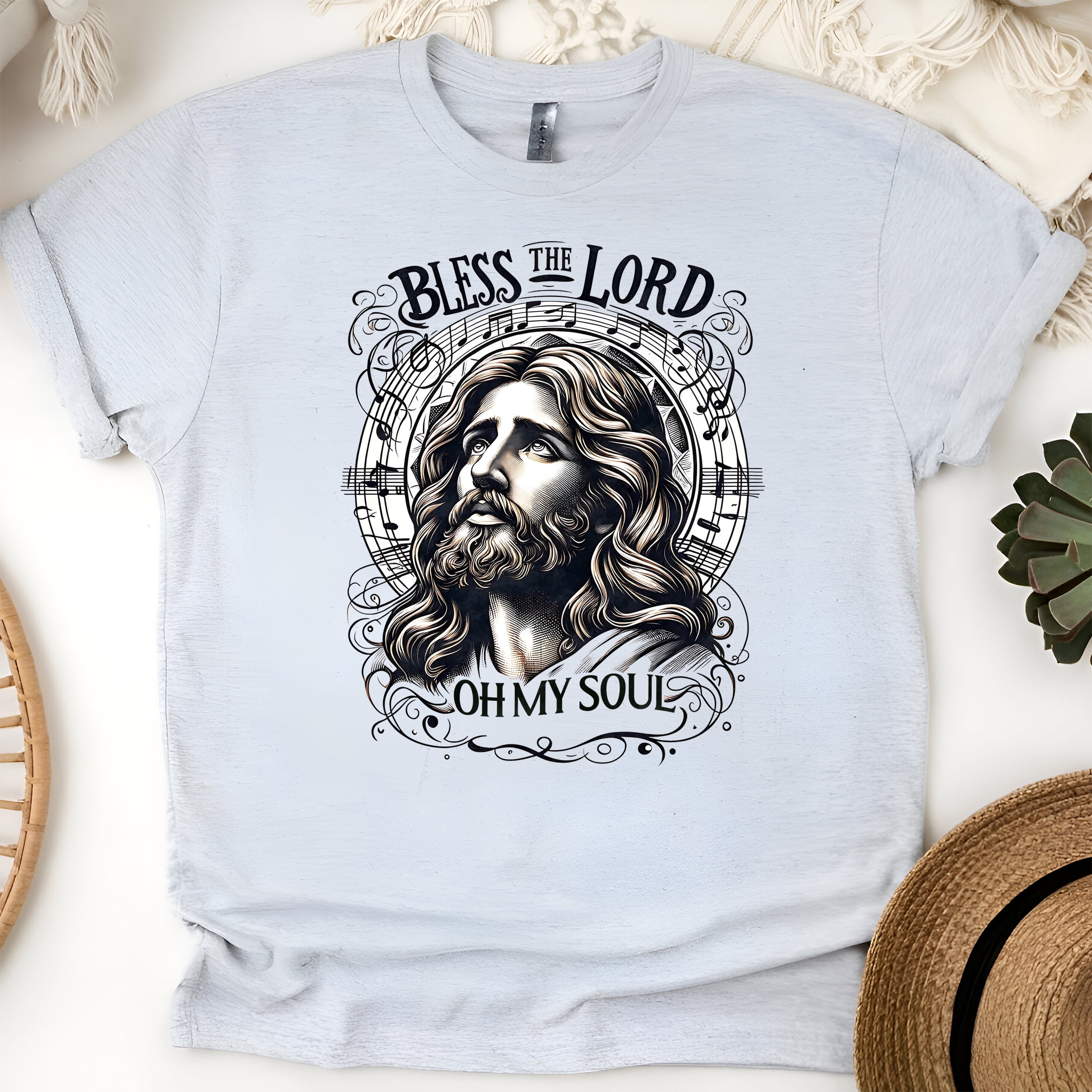 Bless The Lord Oh My Soul Jesus Christian T-Shirt , Ash, Size XL ...