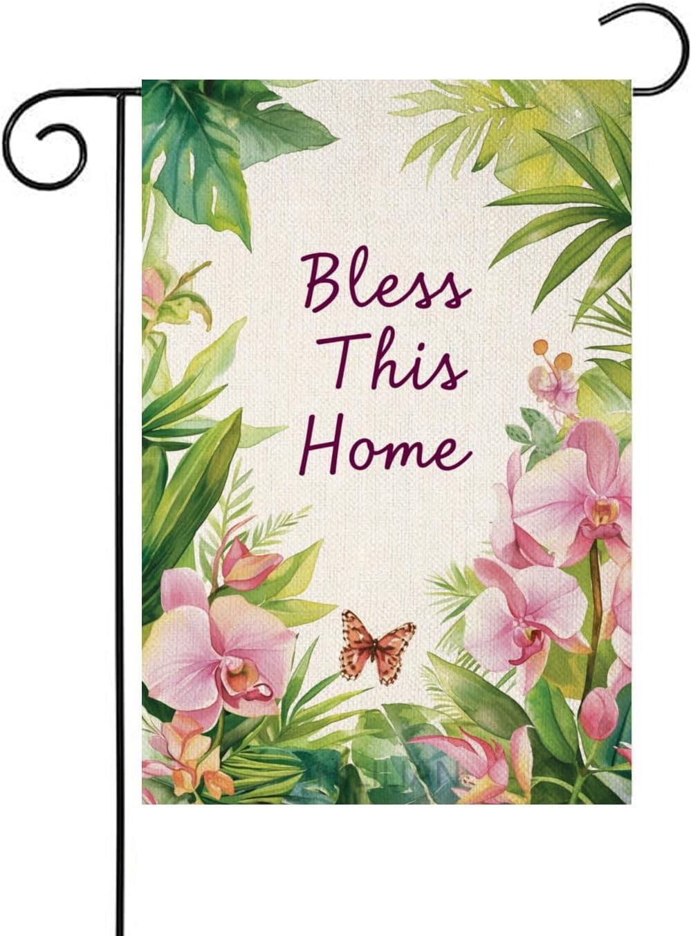 Bless This Home Garden Flag Orchid Garden Flag Double Sided god bless ...