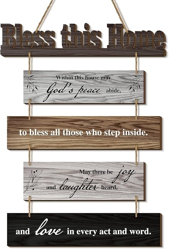 Bless This Home Wall Decor Religious House Warming Gift Farmhouse ...