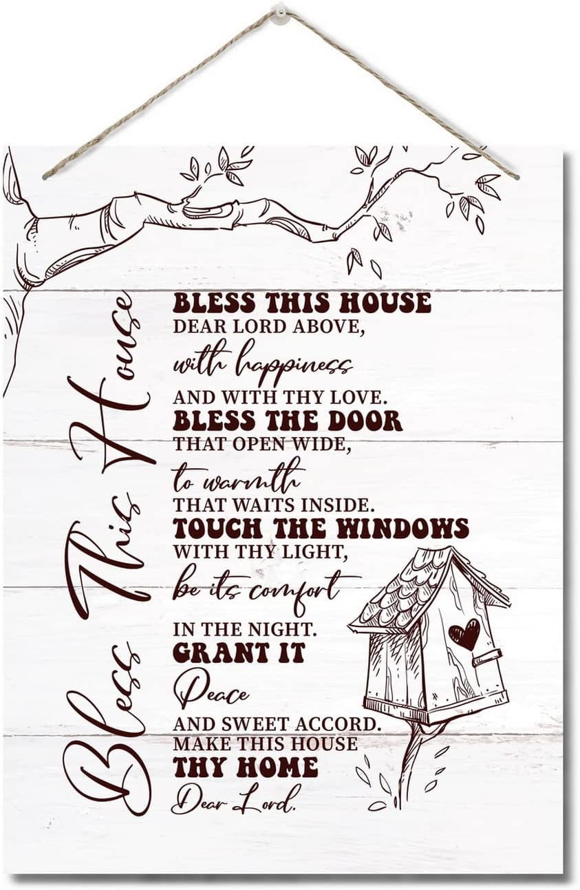 Bless This House Decor Sign, Housewarming Gift, Hanging Printed Wall ...