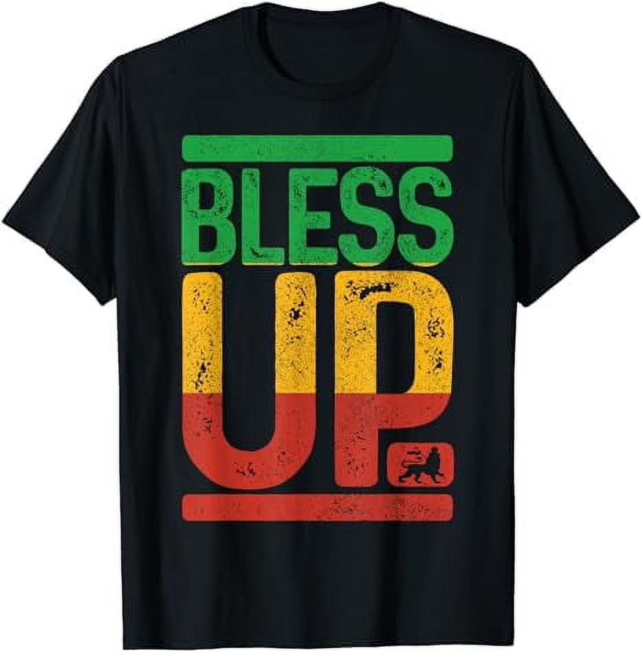 Bless Up Reggae Music Rastafari Lion Of Judah Rasta Gift T-Shirt ...