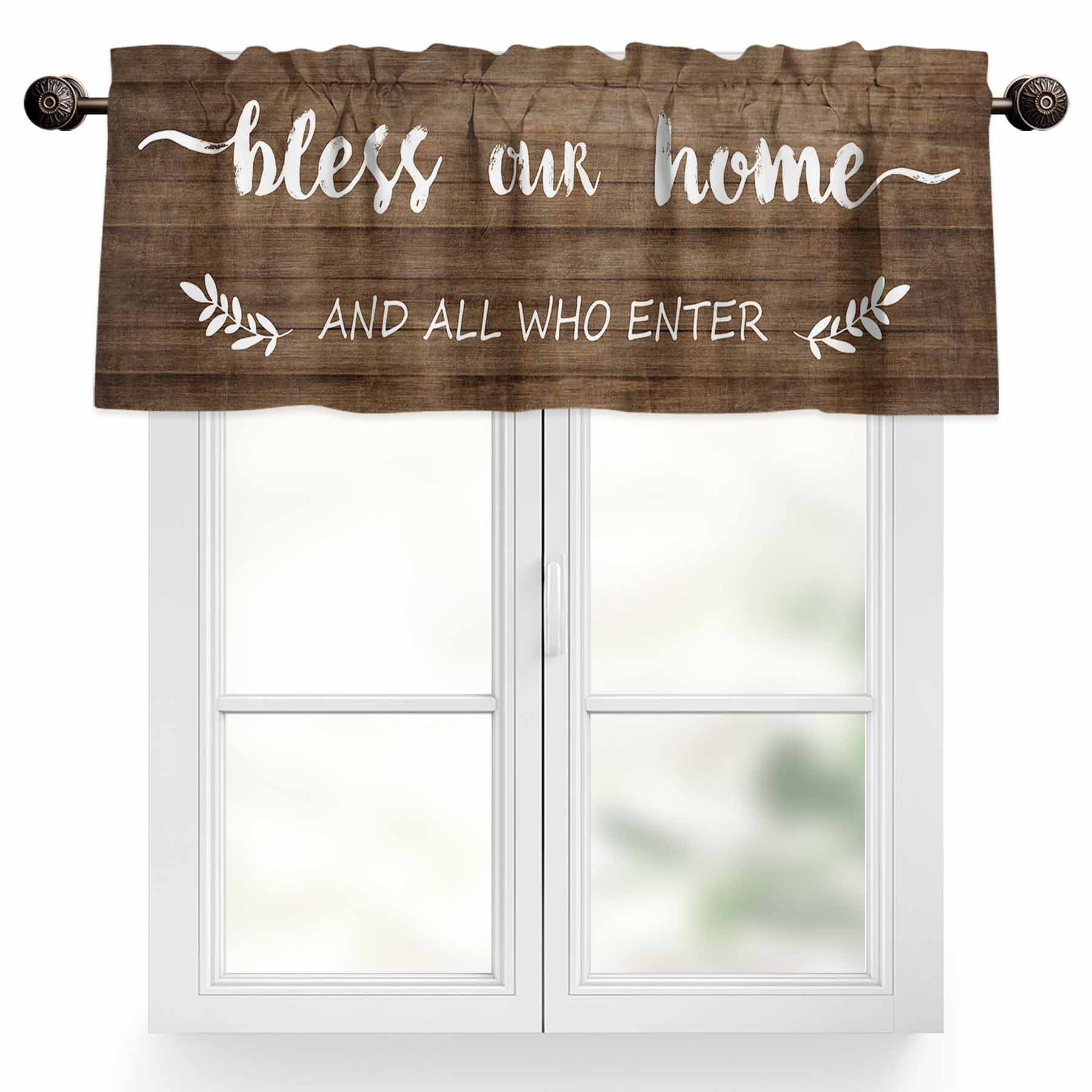 Bless Our Valances for Windows, 60 x 18in, Home and All Who enter Rod Pocket Kitchen Valance ...