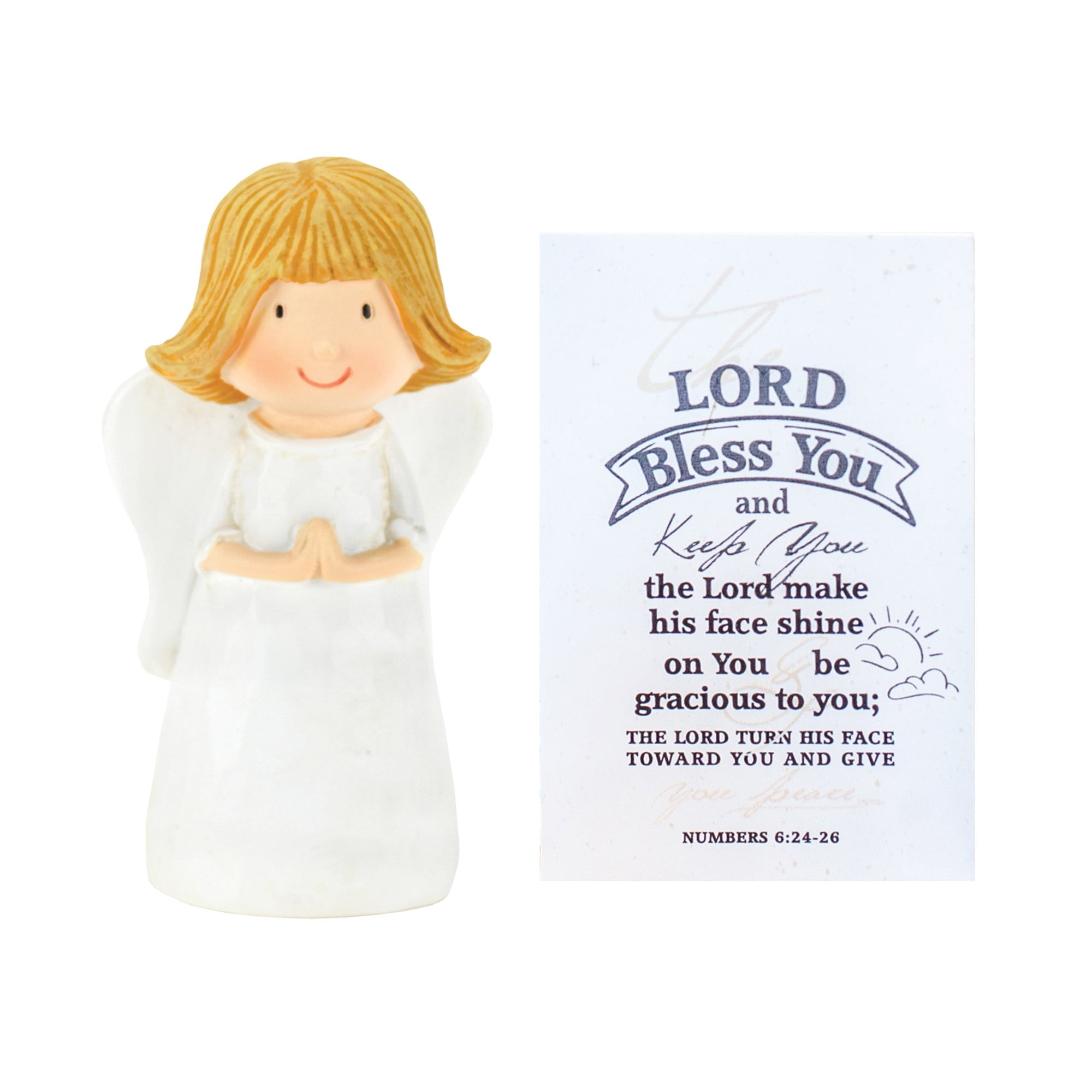 Bless You and Keep You Praying Angel 3.5 x 5.5 Resin Decorative ...