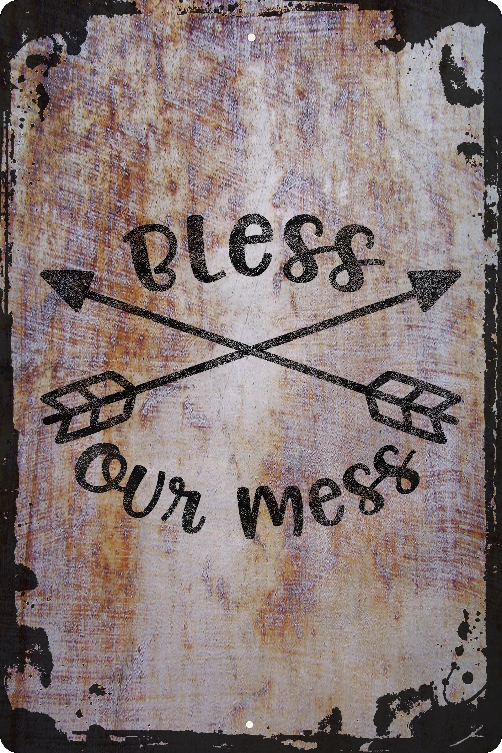 Bless our mess funny arrows home mess clean organized disaster Beige ...