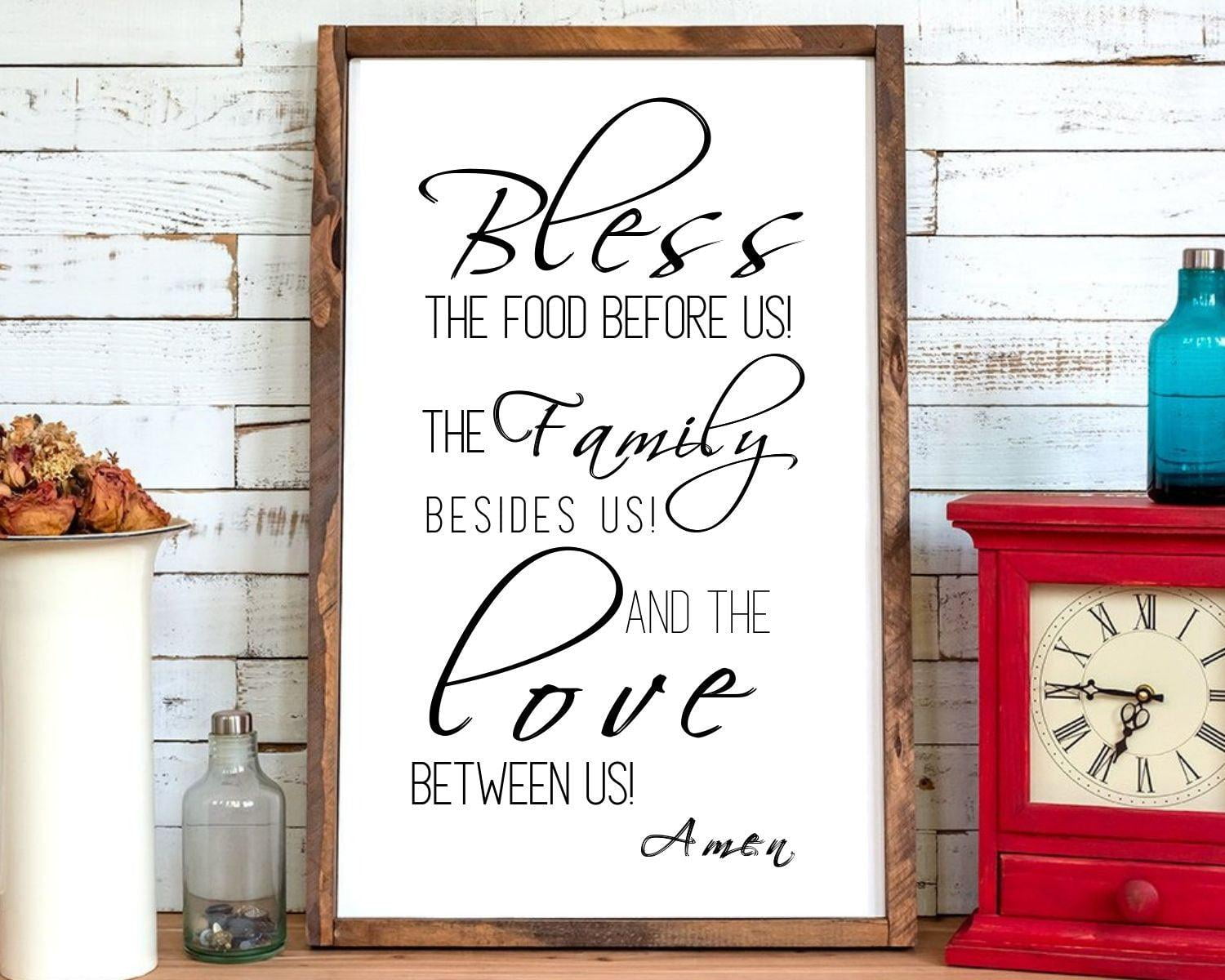 Bless the food before us farmhouse rustic wood Signs for kitchen ...