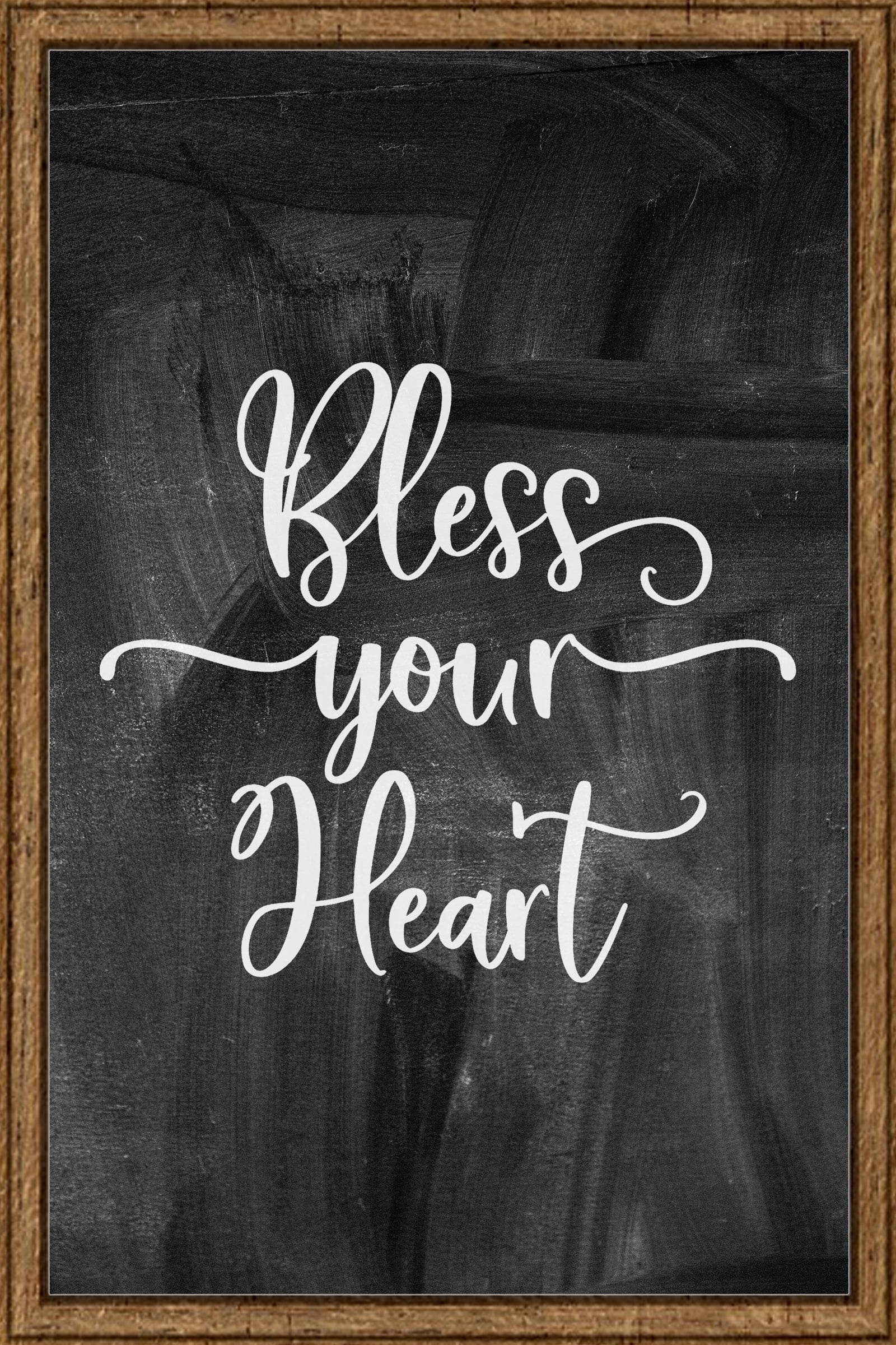 Bless your heart cursive kindness love Tin Sign Chalk Board Wall Art ...
