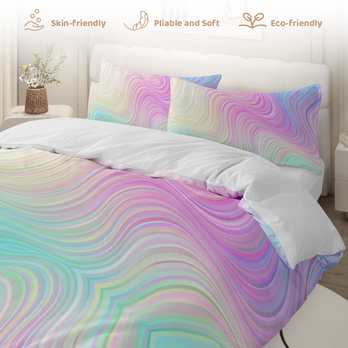 BlessLiving Romantic Duvet Cover for Couples, Soft Wrinkle-Free ...