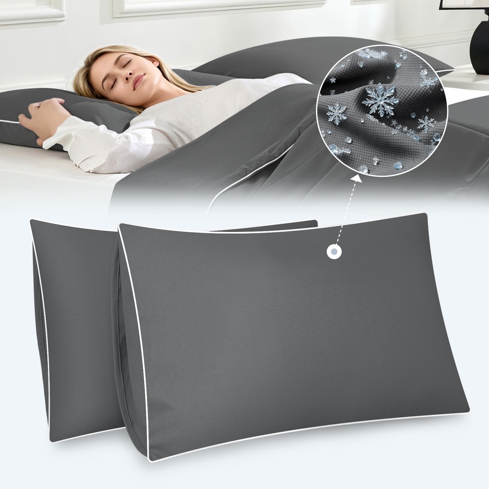 BlessLiving Cooling Pillowcases Standard, Breathable Envelope Closure ...