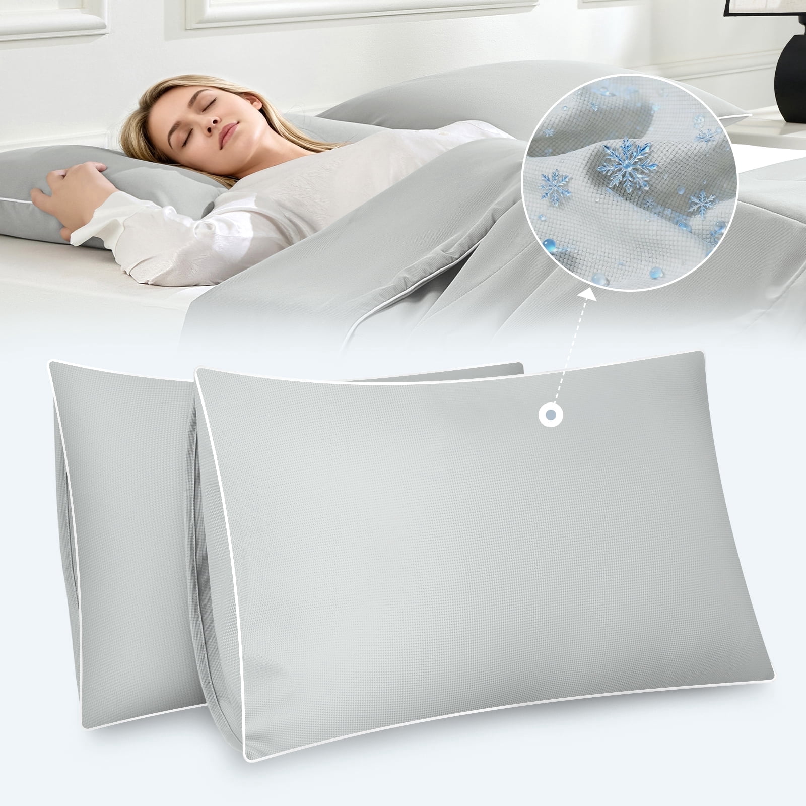 BlessLiving Cooling Pillowcases Standard, Breathable Envelope Closure ...