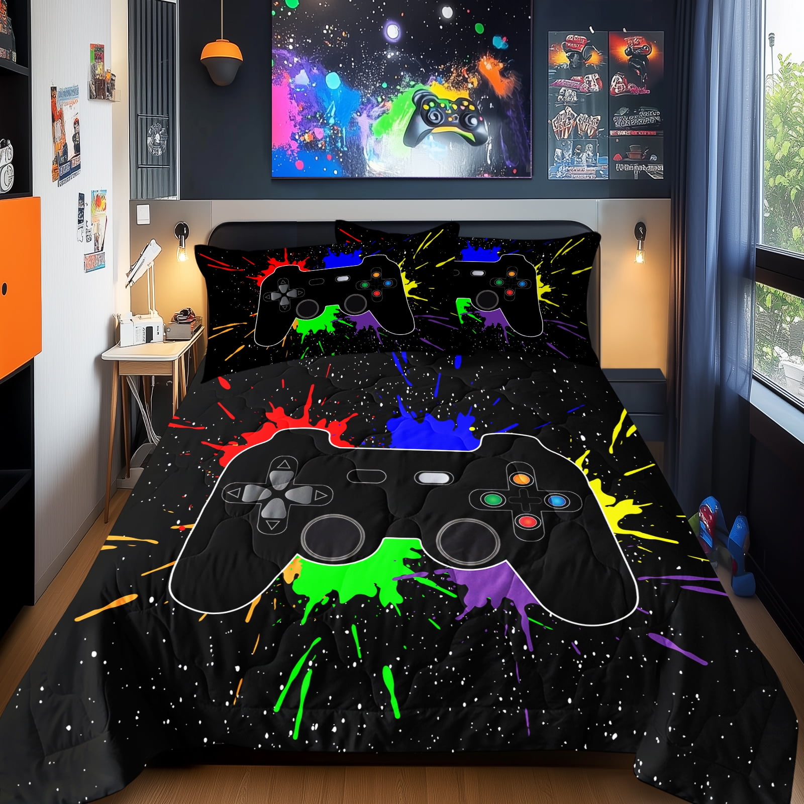 BlessLiving 3Pcs Game Controller Comforter Set Queen Size Gaming ...