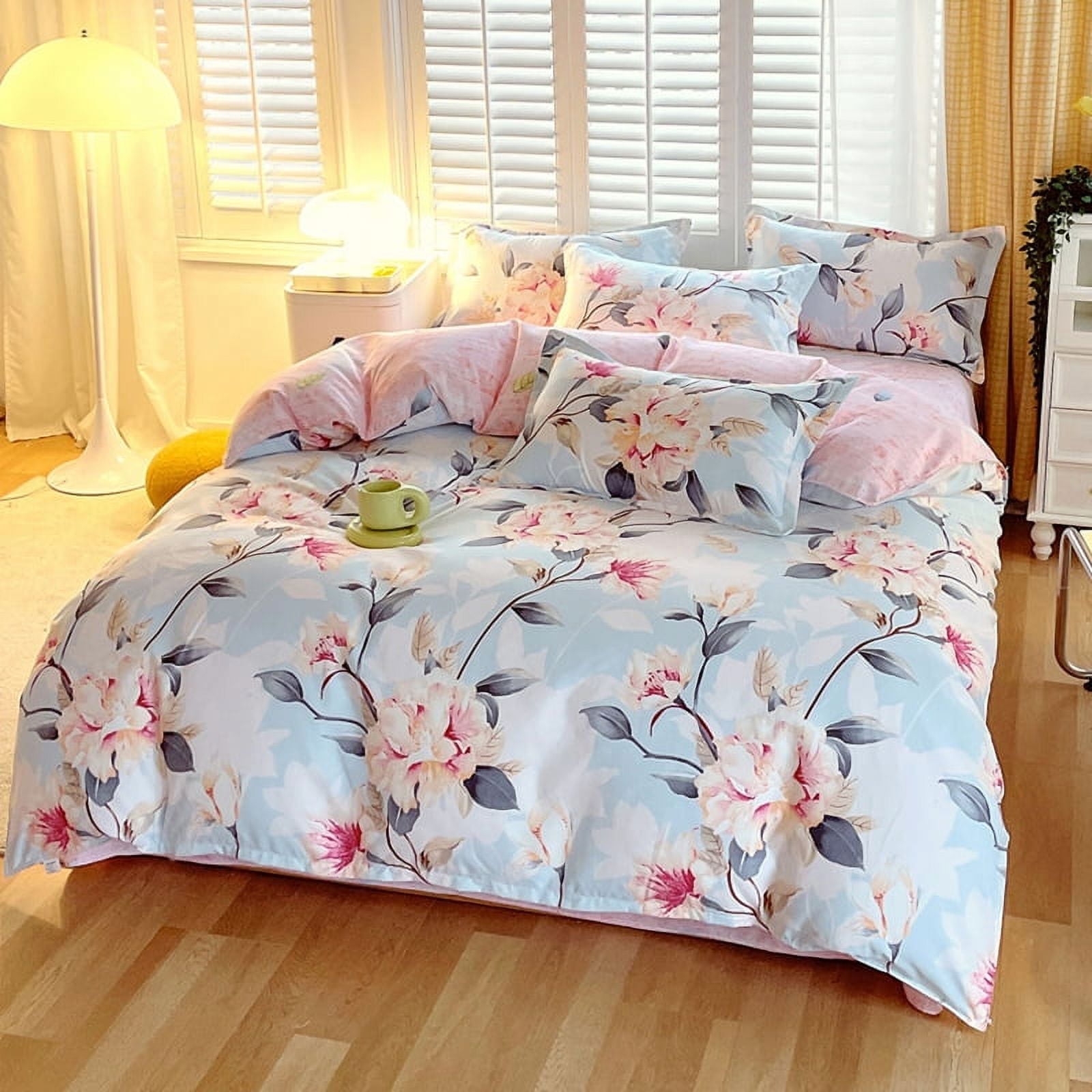 BlessLiving 3Pcs Duvet Cover Set for Adult Queen Size Blue Bedding Set ...