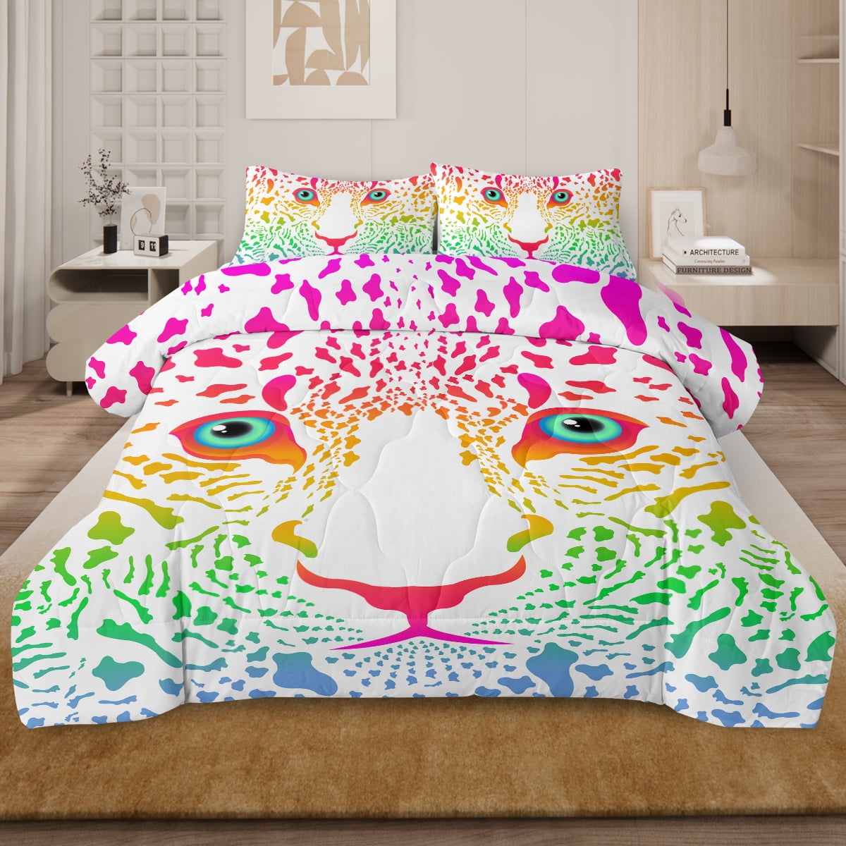BlessLiving Leopard Comforter Set Full, 3 Pieces Cheetah Print ...