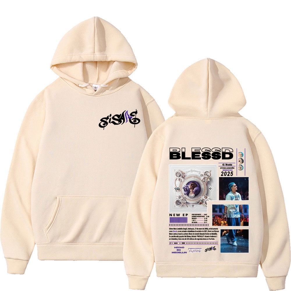 Blessd 2025 Bendecido Tour Merch Unisex Oversized Fleece Graphic Hoodie ...
