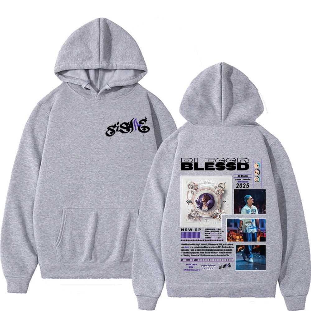 Blessd 2025 Bendecido Tour Merch Unisex Oversized Fleece Graphic Hoodie ...