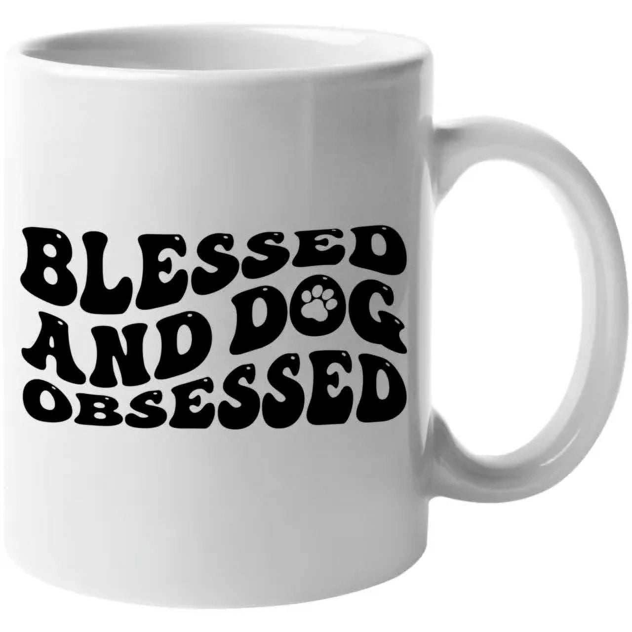 Blessed And Dog Obsessed, Pet Lover, Owner, Parent, Retro Wavy Text Mug ...