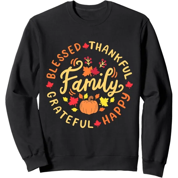 Blessed And Thankful Family Humor Fun Positive Vibes Creative Design ...