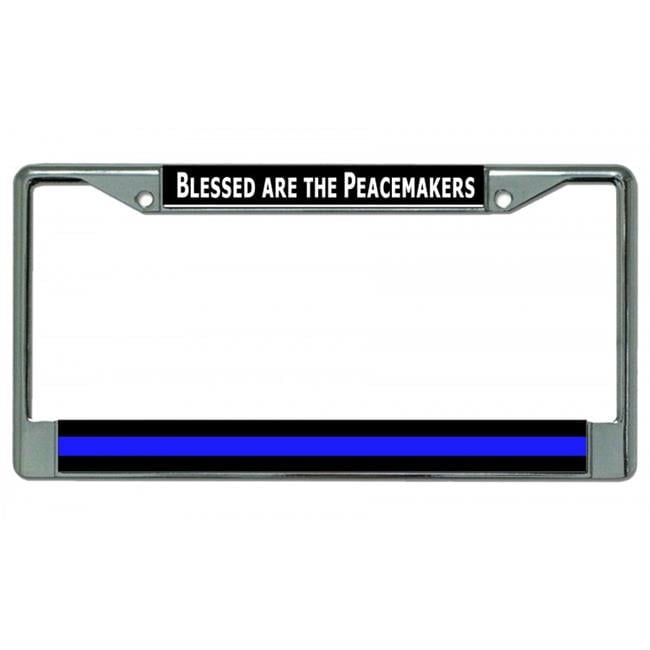 Blessed Are The Peacemakers Thin Blue Line Chrome License Plate Frame ...