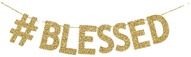 #Blessed Banner, Baby Shower, Birthday,Anniversary Party Gold Gliter ...