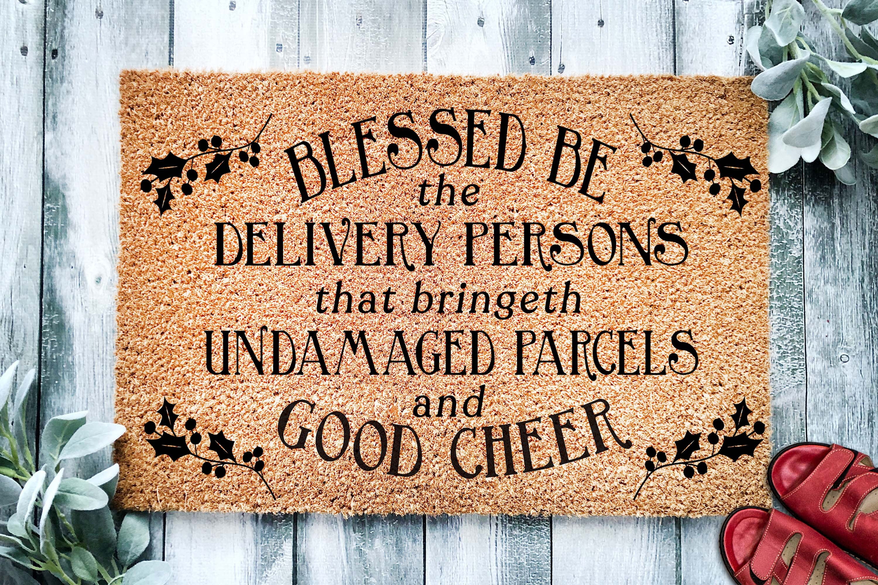 Blessed Be The Delivery Persons Funny Christmas Door Mat | Funny ...