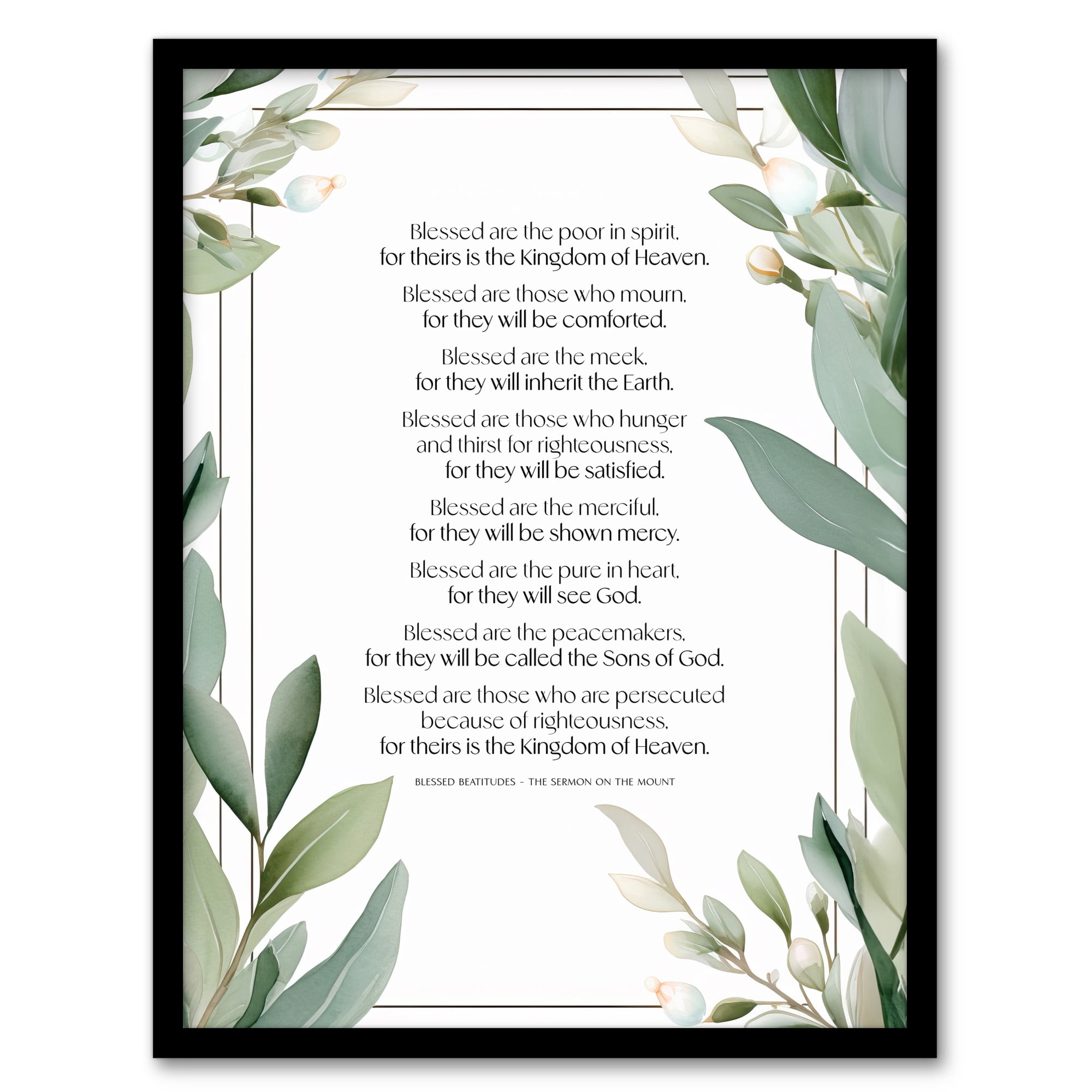 Blessed Beatitudes Sermon of the Mount Matthew Gospel Green Jesus ...