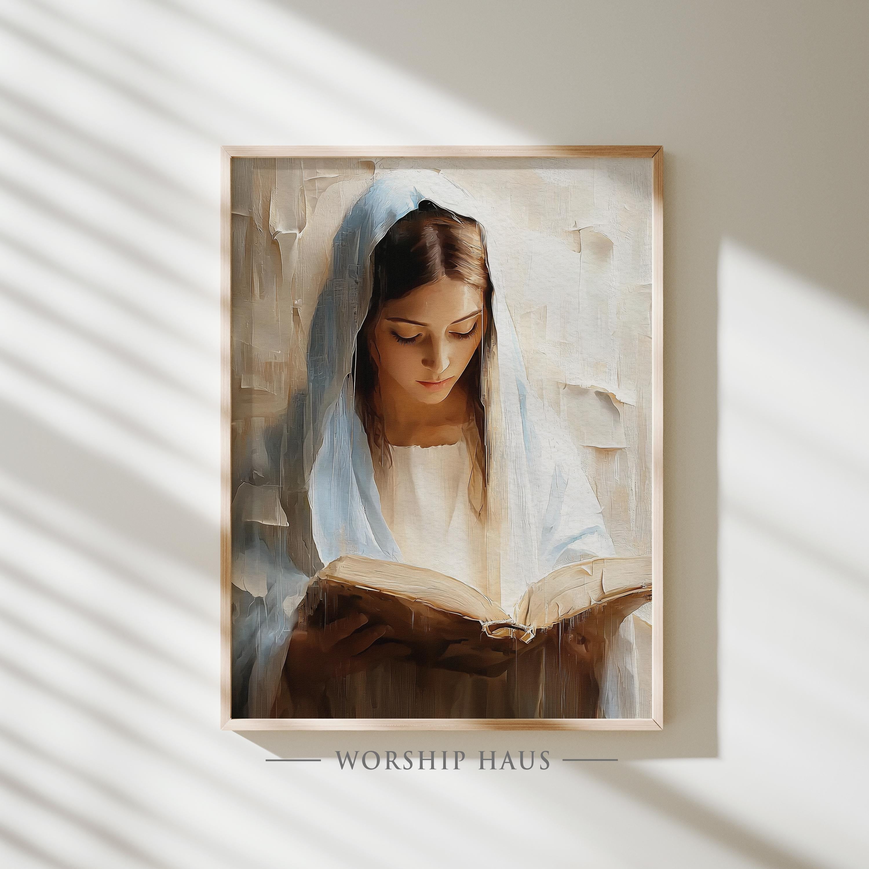 Blessed Is She Who Believes Christian Wall Art Woman With Bible Modern ...