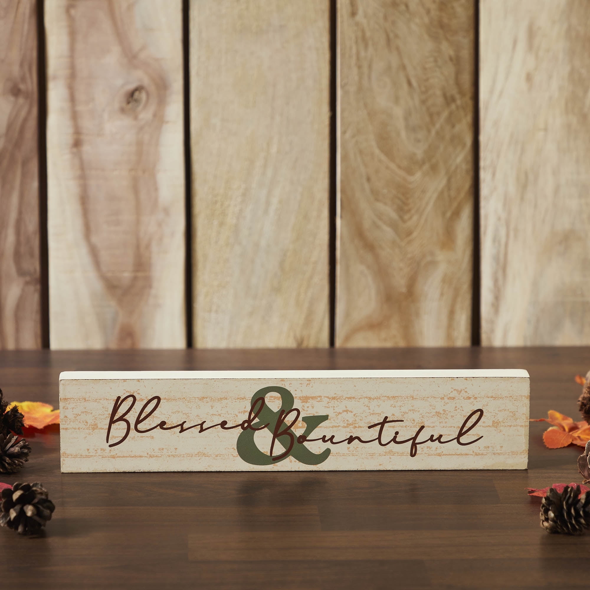 VHC Brands Blessed & Bountiful Cream Base MDF Sign 3x14, Holiday ...