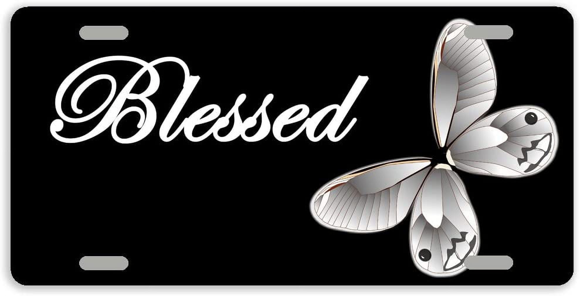 Blessed Butterfly Metal Car Tag Auto Tag License Plate Cover With 4 ...