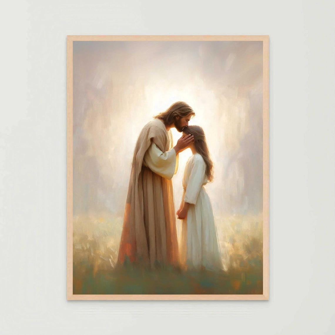 Blessed By Christ Christian Jesus With Girl Picture Bible Art Print ...