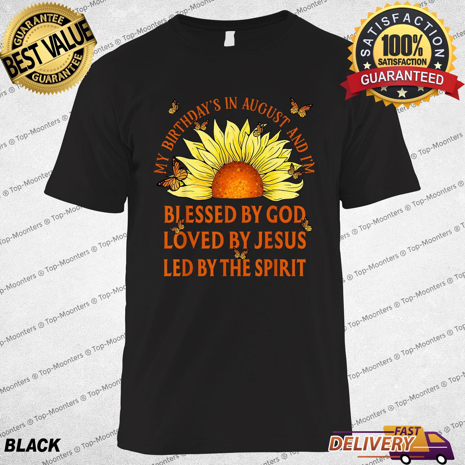 Blessed By God August Birthday Yellow Sunflower Christian Inspirational ...