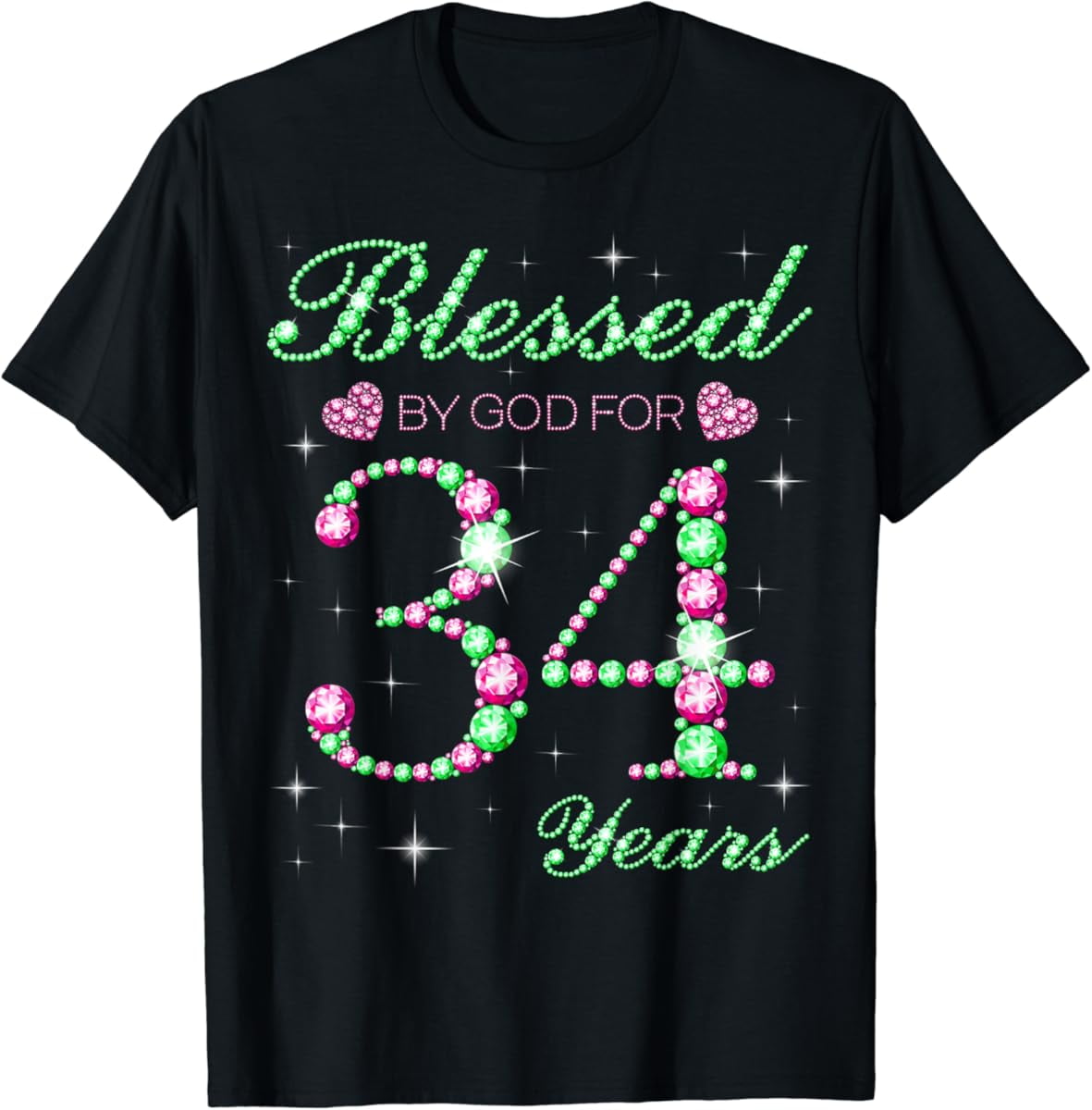 Blessed By God For 34 Years Old 34Th Birthday Pink & Green Unisex Men ...