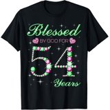 Blessed By God For 54 Years Old 54Th Birthday Pink & Green Unisex Men ...