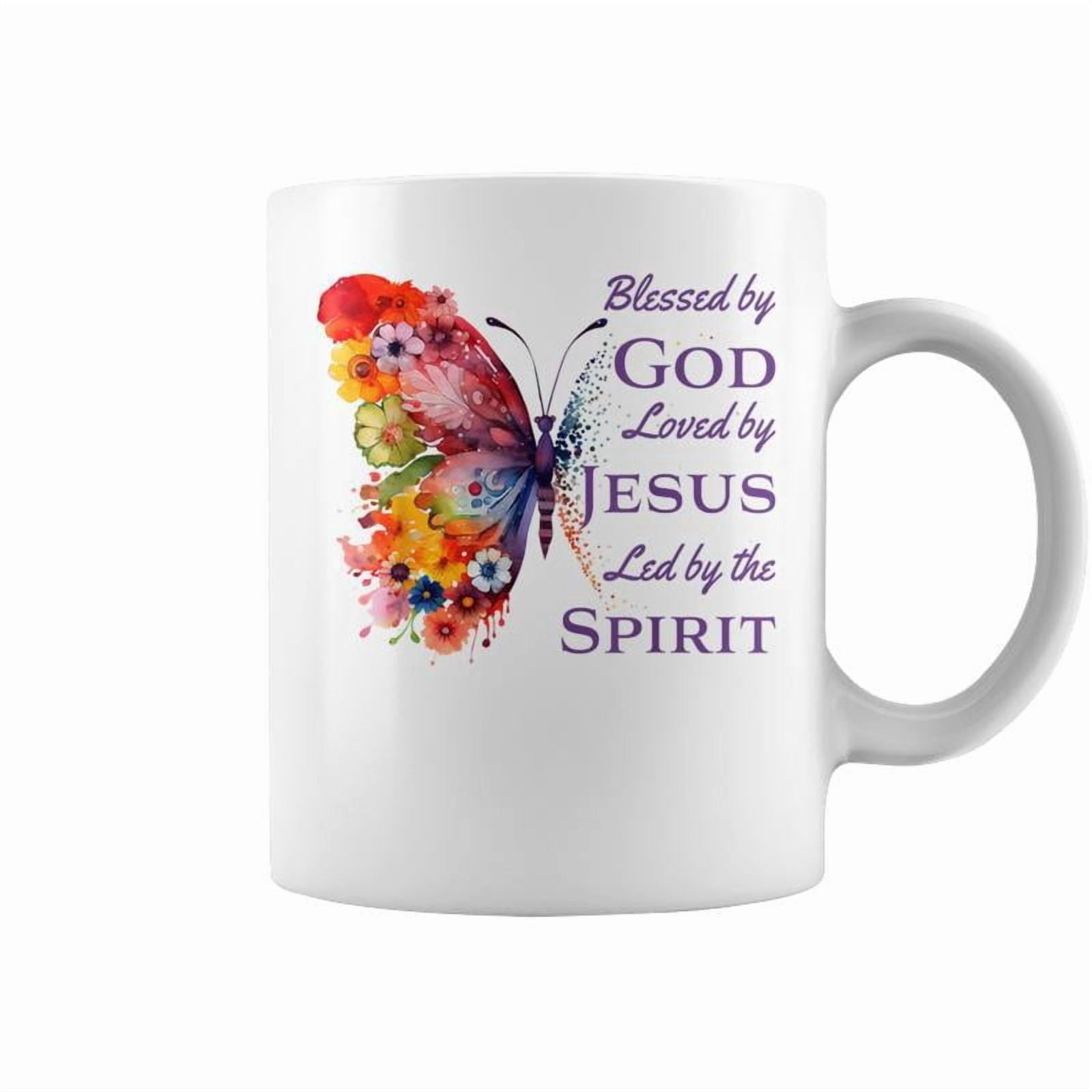 Blessed By God Loved By Jesus Butterfly And Flowers Coffee Mugs ...