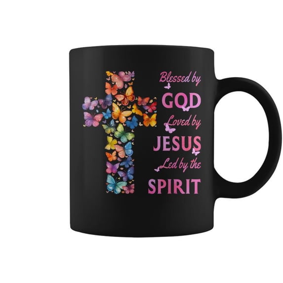 Blessed By God Loved By Jesus Butterfly Cross Coffee Mugs - Walmart.com