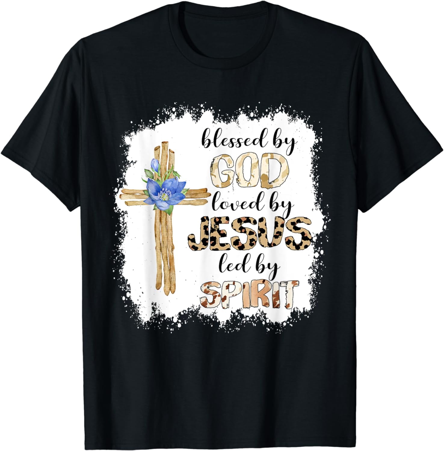 Blessed By God Loved By Jesus Cross Religious Bible Verse T-Shirt ...