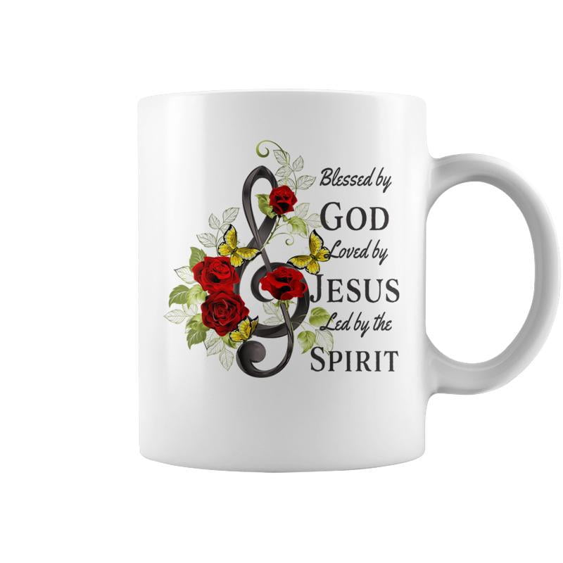Blessed By God Loved By Jesus Music Clef And Rose Coffee Mugs - Walmart.com