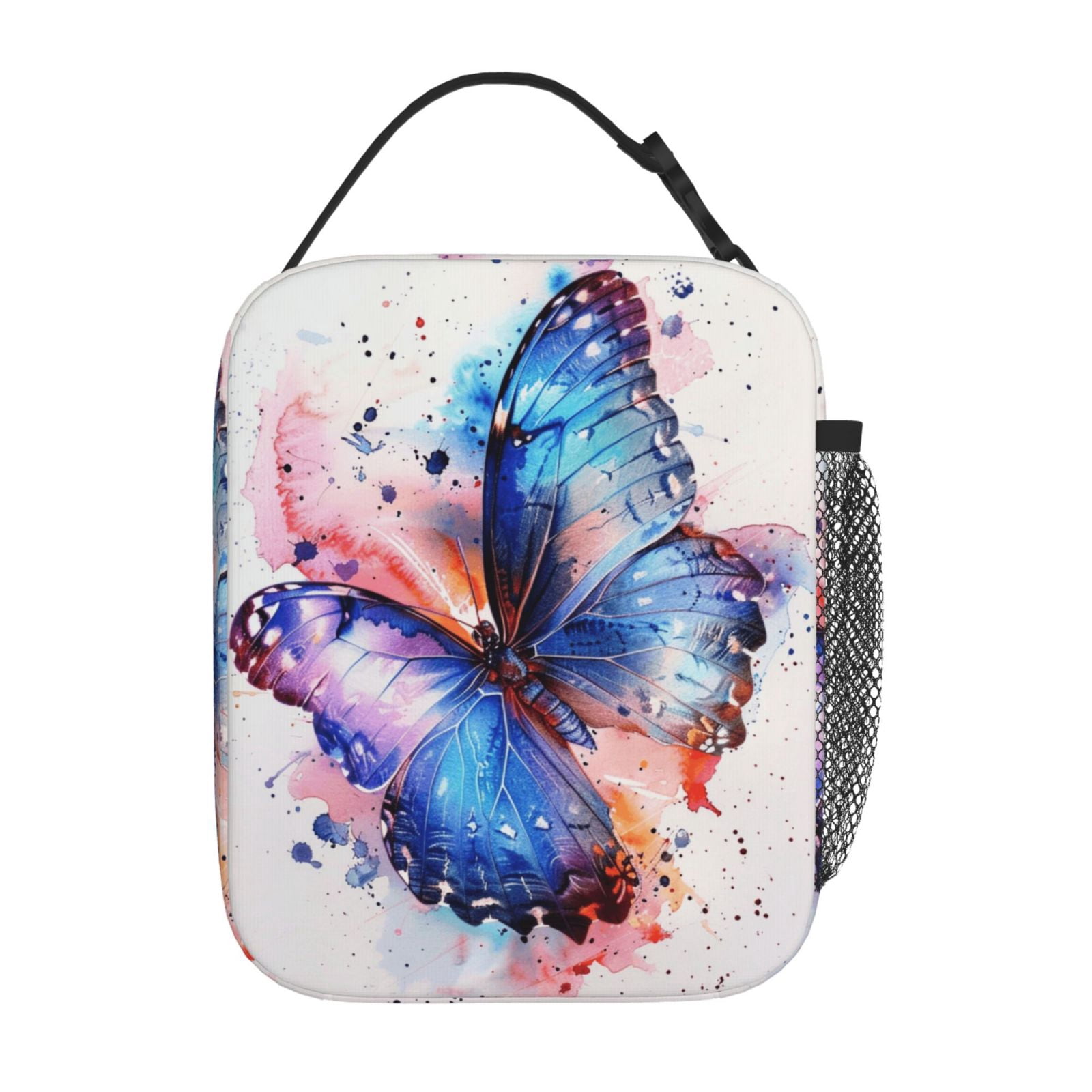 Watercolor Butterfly Lunch Bag Tote Bag Portable Insulated Lunch Box ...