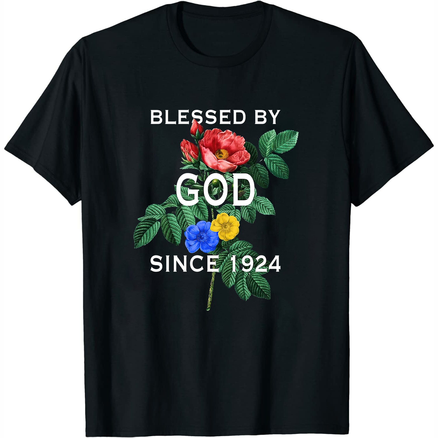 Blessed By God Since 1924 For 100 Year Flower 100th Birthday Short ...