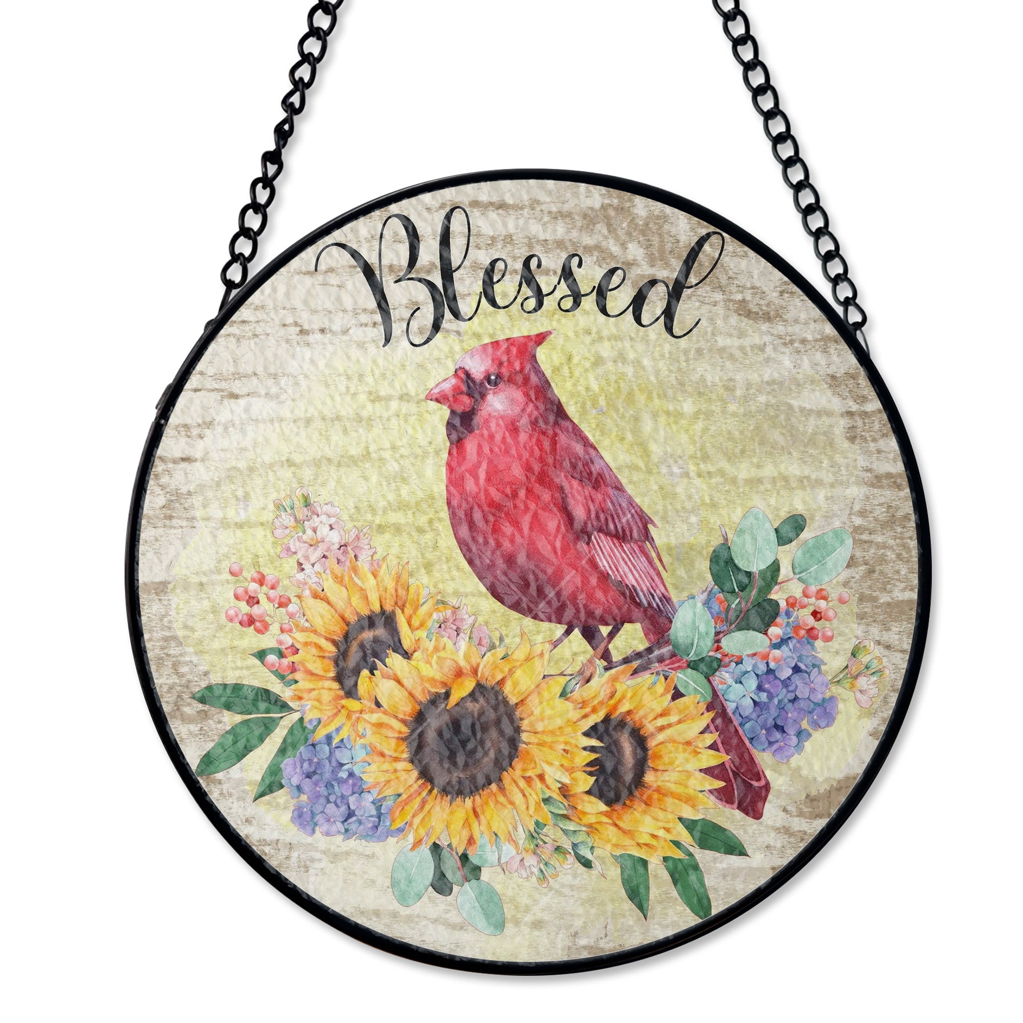 Blessed Cardinal Red Bird Suncatcher Stained Glass Style UV Printed ...